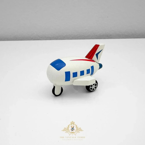 Toys | Nwt Cute Mini Wooden Passenger Airplane Red White Blue Children ...